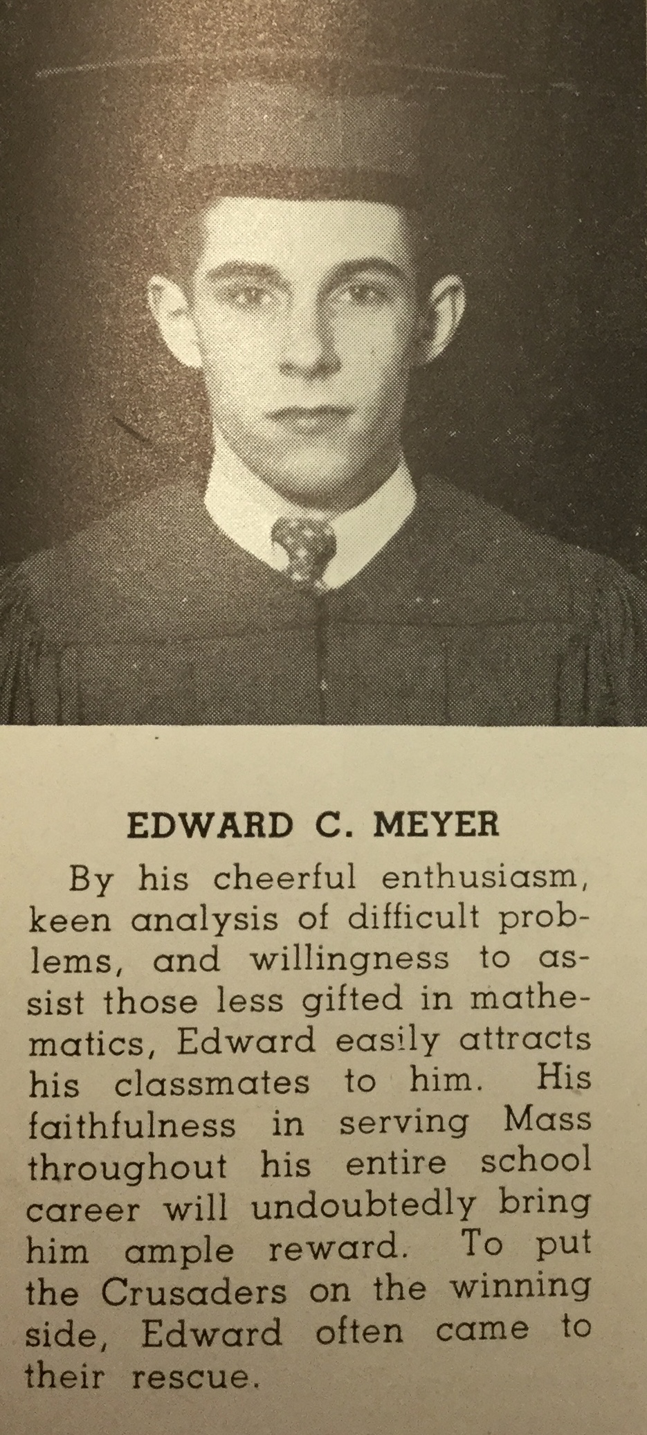 In Memory of General Edward C. Meyer | Elk County Catholic School System
